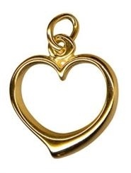 Open Heart Charm rounded shape for pendant or bracelet, sterling silver ...