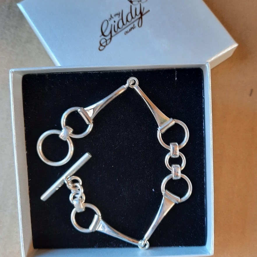 Snaffle horse bit bracelet for equestrians in sterling silver or 9ct ...