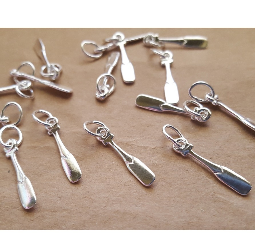 Rowing oar pendant or charm sterling silver or 9ct yellow or rose gold