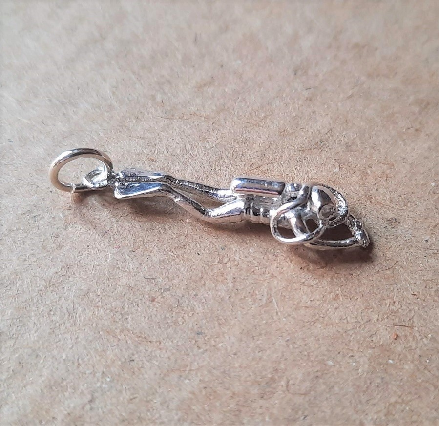 Scuba Diver with one tank charms online Australia silver or gold