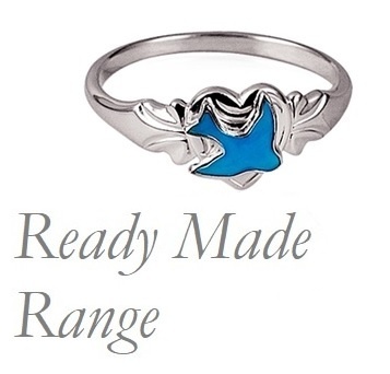 Ring Signet ready made blue bird sterling silver for children or girls