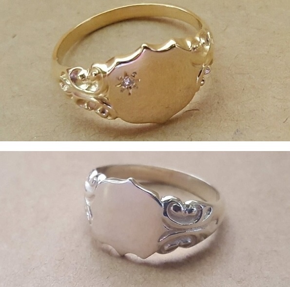 Shield signet ring solid gold or sterling silver made in Australia, set ...