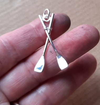 Rowing oar charm or pendant |single or pair of oars|silver or 9ct gold ...