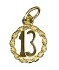 Number 13 charm, small size sterling Silver or 9ct Gold, online in ...