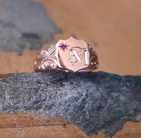 Shield signet ring solid gold or sterling silver made in Australia, set ...