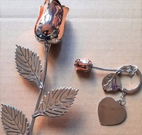 metal rose keyring and ornament engraved with message to keep always