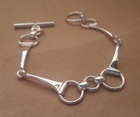Snaffle horse bit bracelet for equestrians in sterling silver or 9ct ...