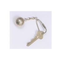 Golf ball key ring sterling silver with tinkling bola chimes