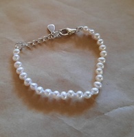 baby size real pearl bracelet for christening, first birthday, knotted ...