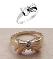 Birthstone bow ring signet Australia buy online in silver or yellow or ...