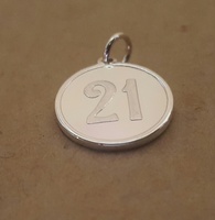 21 number pendant charm silver or yellow, rose or white gold | personalised