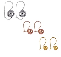 sterling silver or 9ct yellow or rose gold euro ball earrings with ...