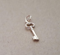 Tiny key charm or pendant sterling silver or 9ct yellow, rose or white ...