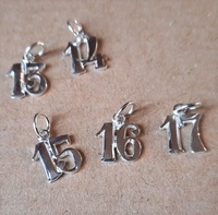 Number charms in sterling silver or solid gold, made in Australia, 1,2 ...