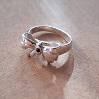 Birthstone bow ring signet Australia buy online in silver or yellow or ...