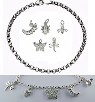 Ready-made charm bracelet with beetles & bugs in Sterling Silver, online