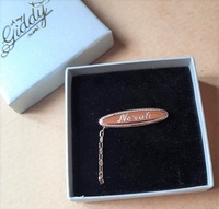 Solid 9ct rose gold or yellow, sterling silver oval plain baby brooch ...
